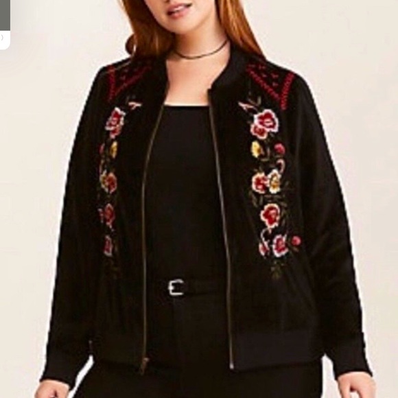 torrid | Jackets & Coats | Floral Embroidered Velour Jacket | Poshmark